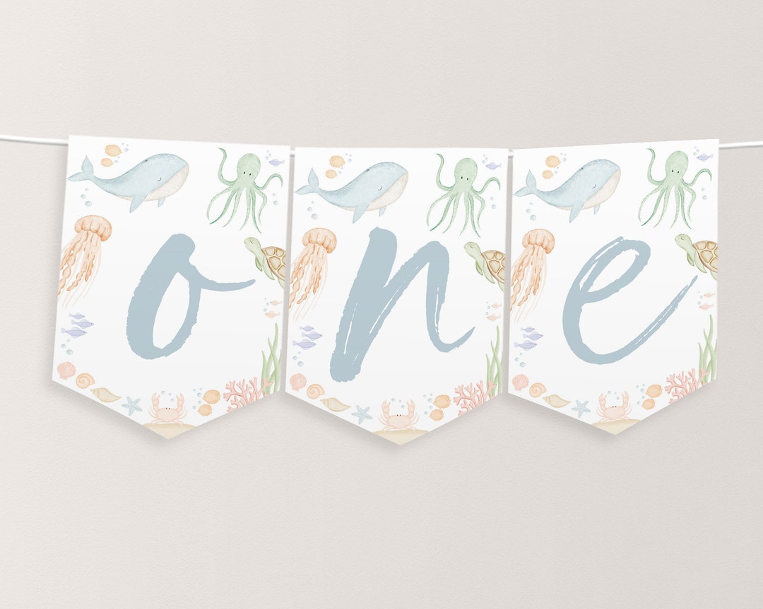 Under the Sea One High Chair Banner Printable, 1st Birthday Banner High ...