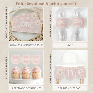 Daisy 1st Birthday Invitation Bundle Pink, Daisy Onederful Invite, 1st ...