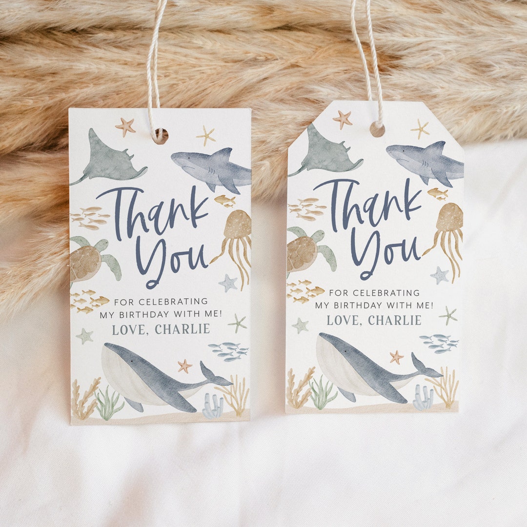 Under the Sea Printable Favor Tags, Ocean Animals Favour Tags, Thank ...