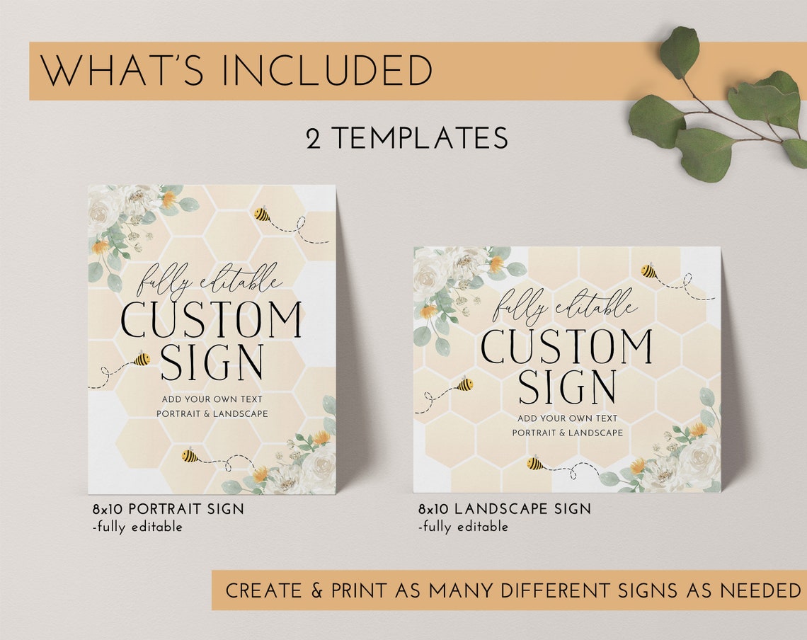 Bee Editable Sign Custom 8x10 Sign Bee Editable Birthday | Etsy