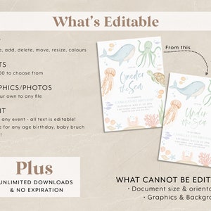 Under the Sea Custom Signs Printable, Oneder the Sea Editable Sign 8x10 ...