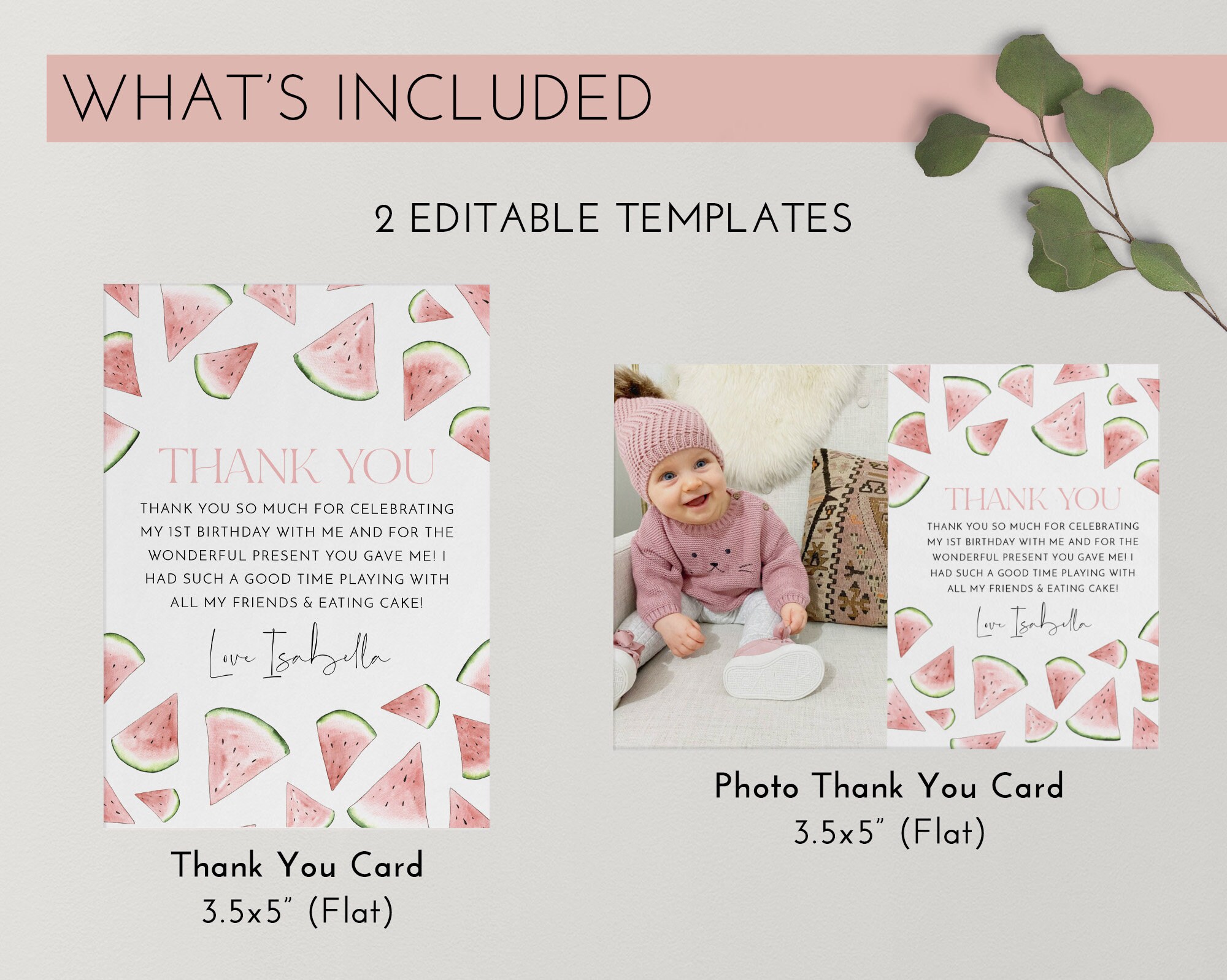 Watermelon Thank You Card Template Printable Thank You Card - Etsy