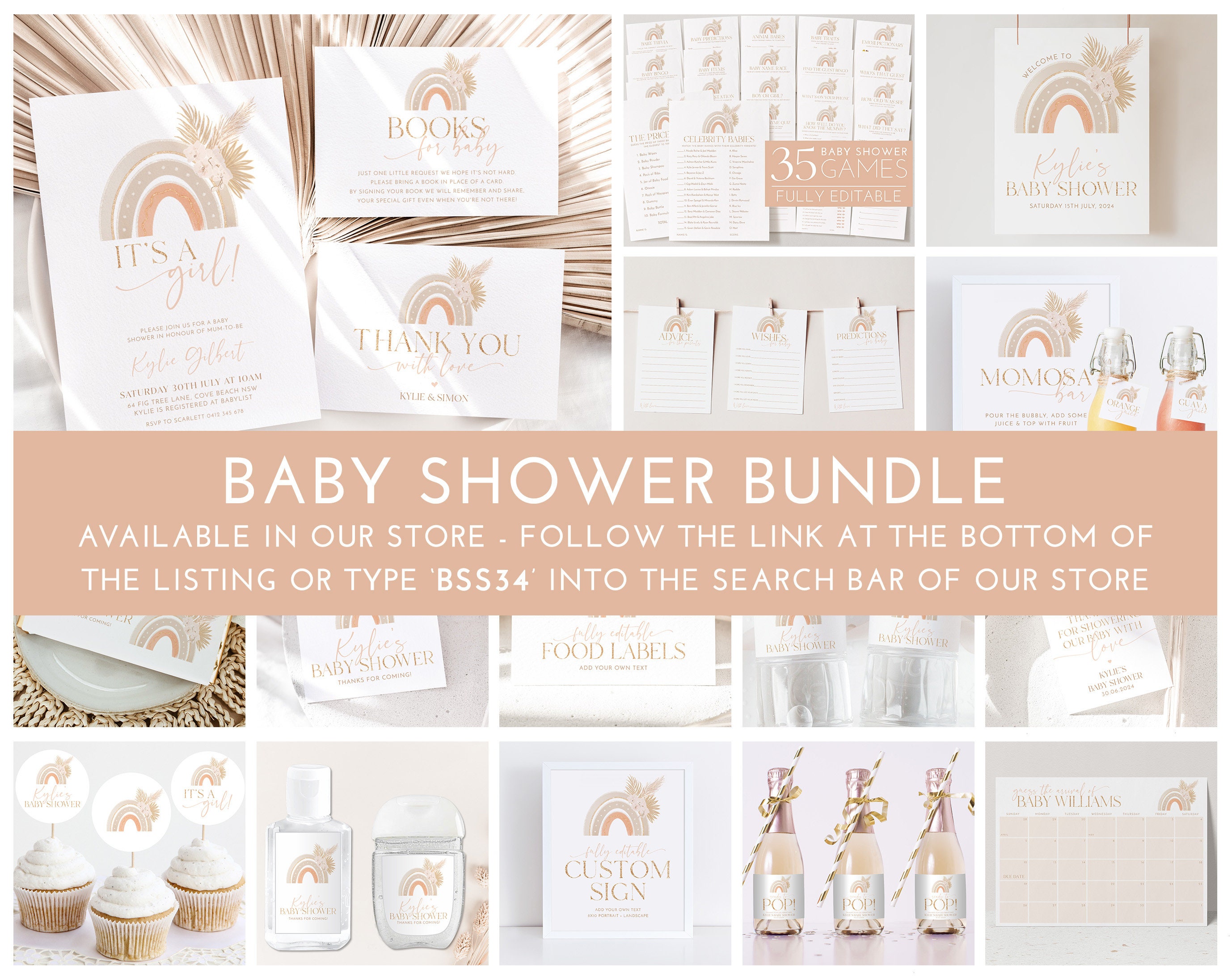 Boho Baby Shower Sign Editable Baby Shower Rainbow Signs - Etsy