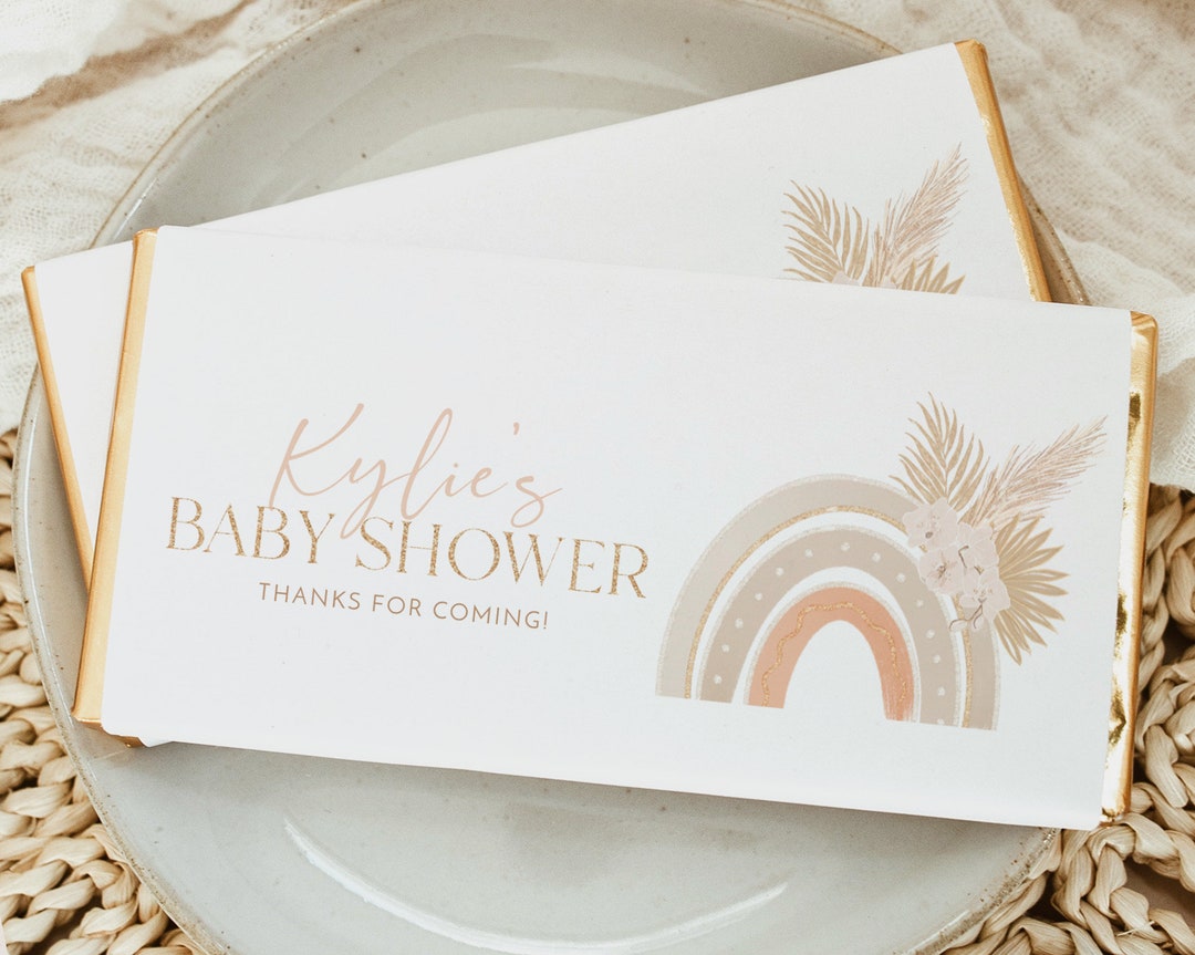 Boho Chocolate Wrapper Template, Rainbow Printable Candy Bar Wrapper ...