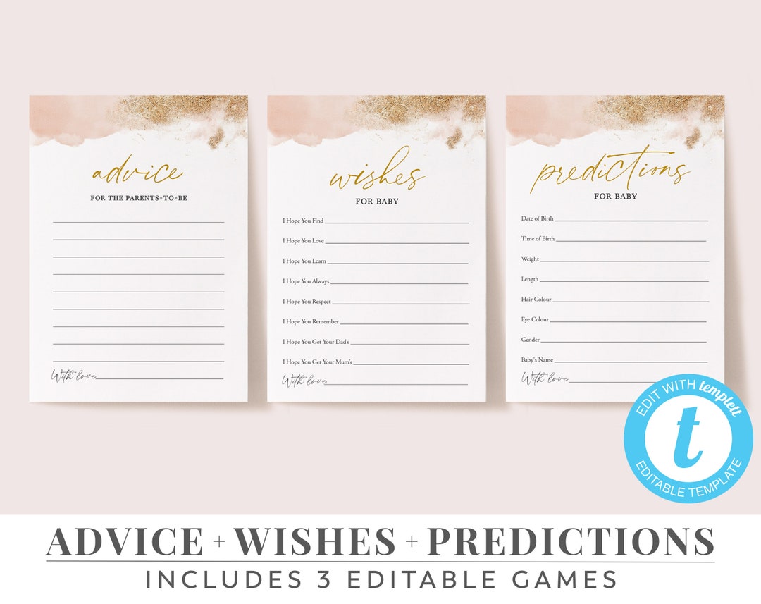 Baby Shower Games, Editable Baby Shower Templates, Pink and Gold Baby ...