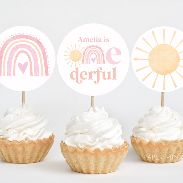 1st Birthday Cupcake Toppers Girl - Etsy