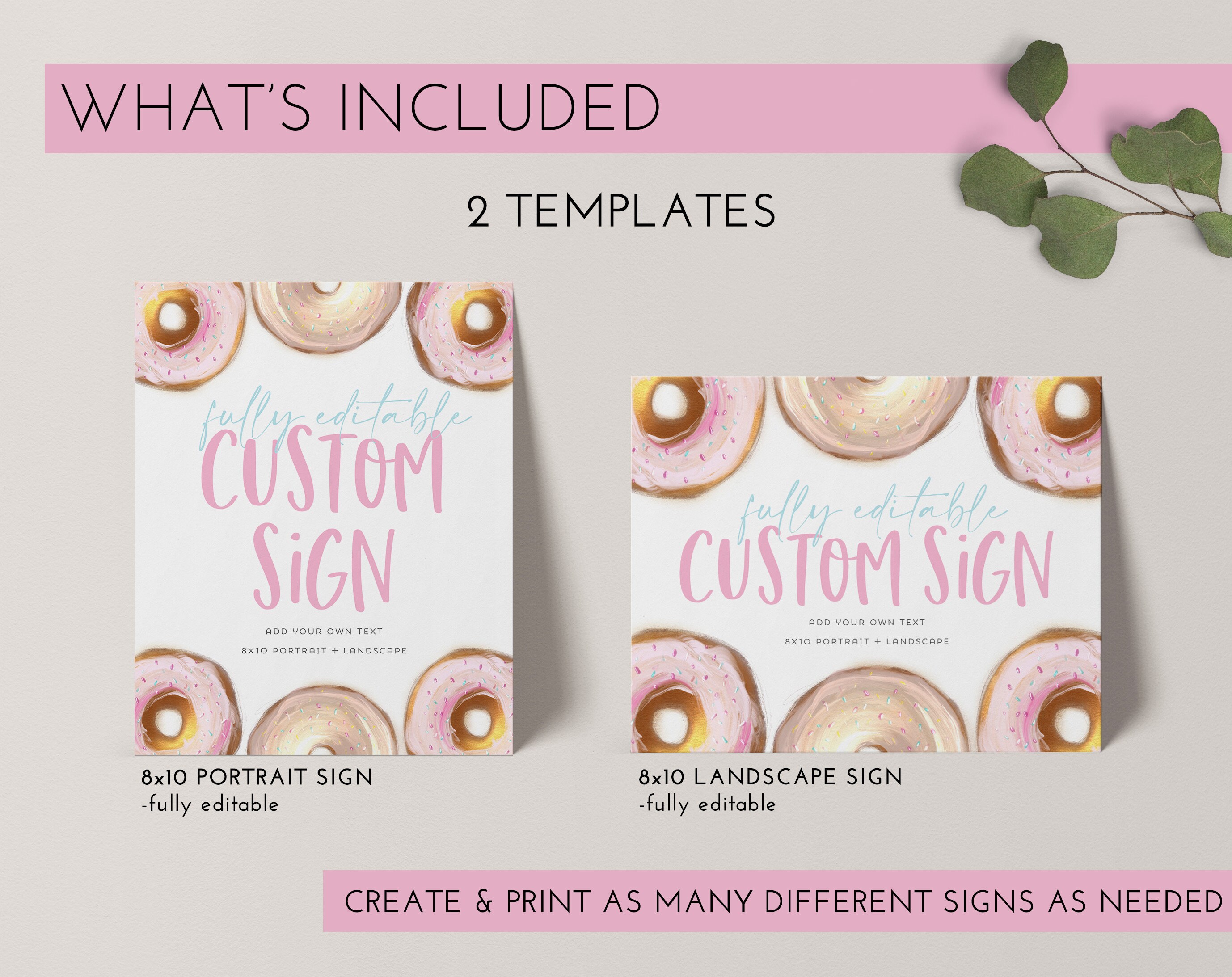 Donut Editable Sign Custom 8x10 Sign Donut Sign 8x10 Custom | Etsy