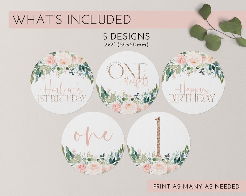 Onederful Cupcake Toppers, Printable Cupcake Topper, Pink Floral 1st ...