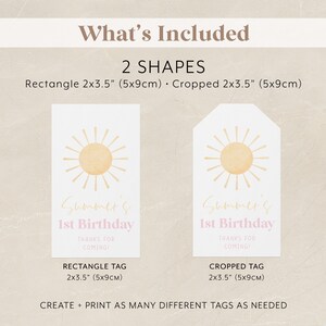 Sun Favor Tags, Sunshine 1st Birthday Thank You Tags, Sun 1st Birthday ...