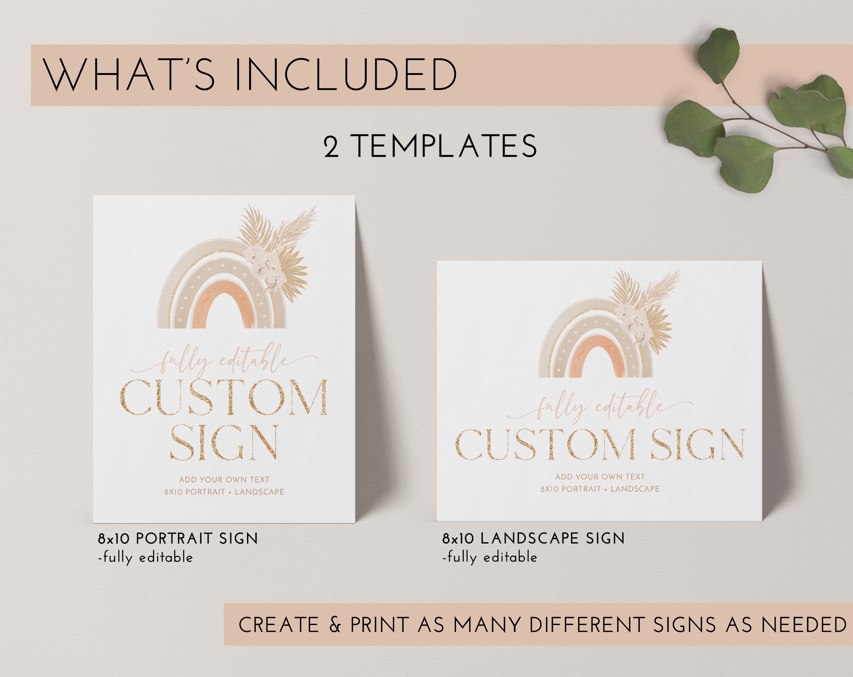 Boho Baby Shower Sign Editable Baby Shower Rainbow Signs | Etsy