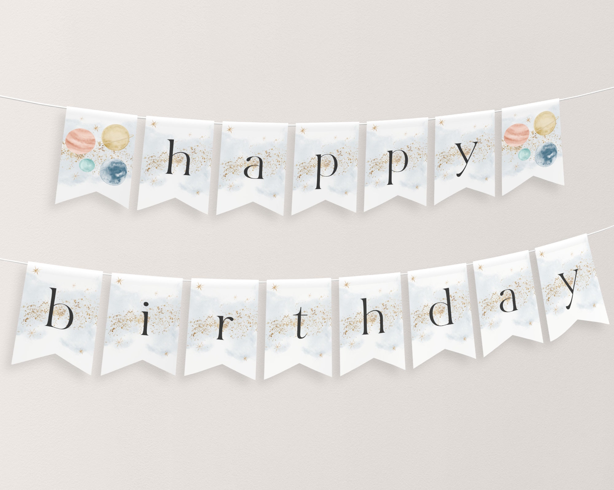 Happy Birthday Banner Printable, Happy 1st Birthday Banner, Space First ...