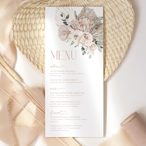 Protea Menu Template, Printable Bridal Shower Menu, Flower Menu ...