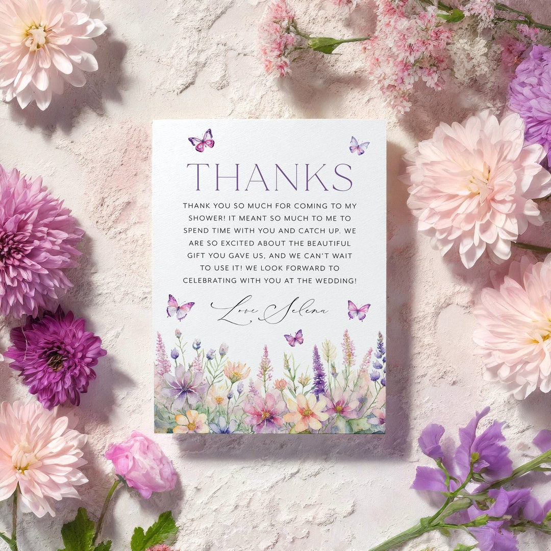 Butterfly Thank You Card Template, Printable Thank You Card Instant ...