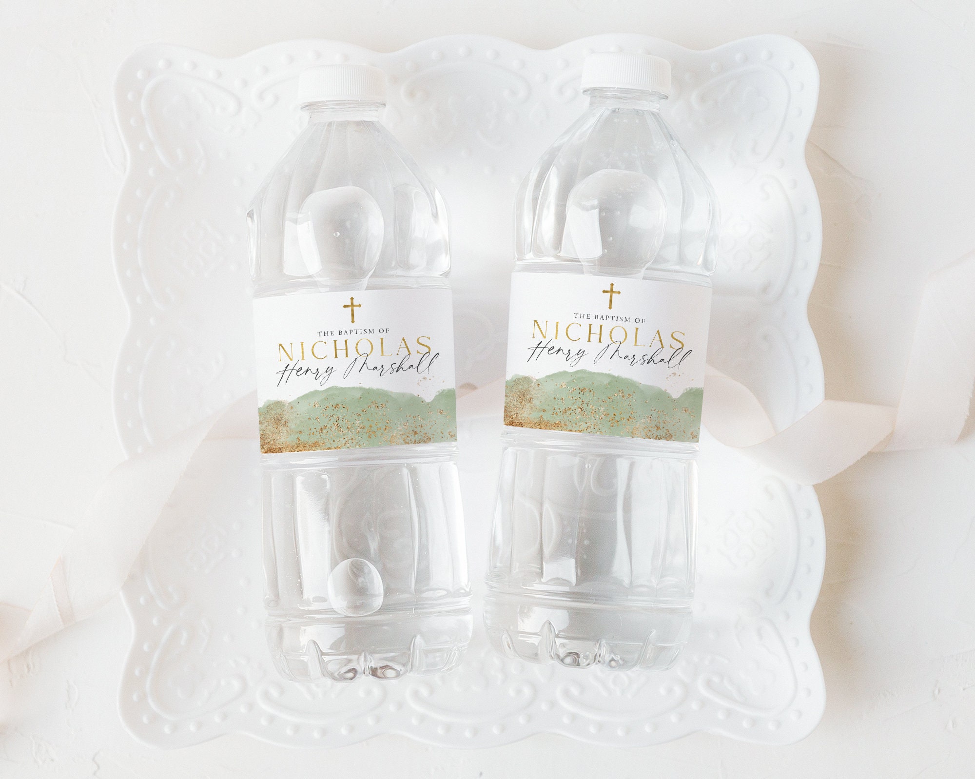 Baptism Water Bottle Label, Christening Water Label, Printable Water ...