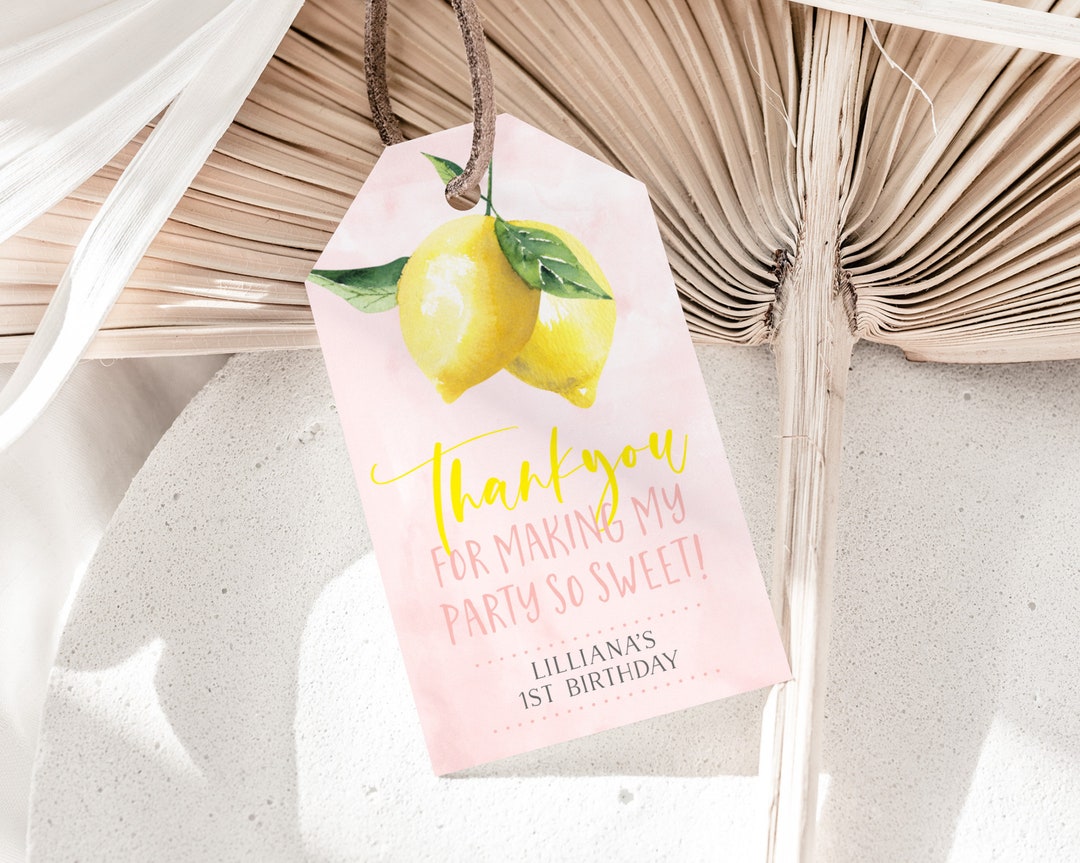 Lemon Favour Tags, Birthday Thank You Tags, Birthday Favor Tag, Gift ...