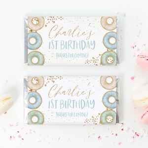 Donut Chocolate Bar Wrapper Template, Printable Candy Bar Wrapper, 1st ...