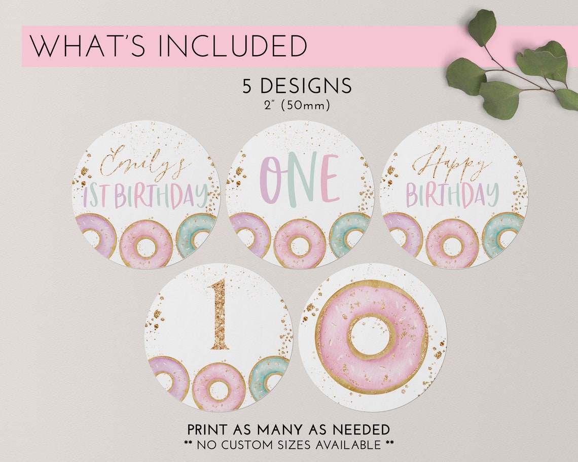 Donut Cupcake Toppers, Printable Cupcake Topper, Sweet One Cupcake ...