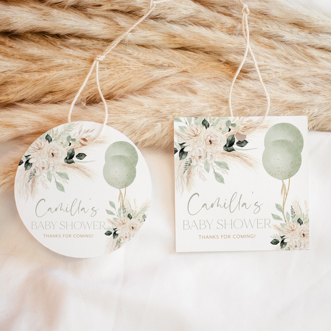 Printable Favour Tags Sage Green Baby Shower, Editable Tags, Baby ...