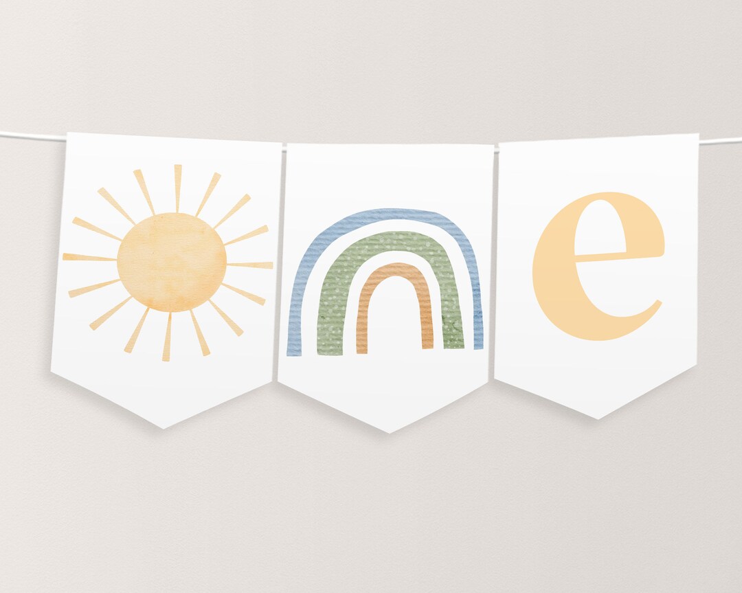 Mr Onederful Rainbow One High Chair Banner Printable, 1st Birthday ...