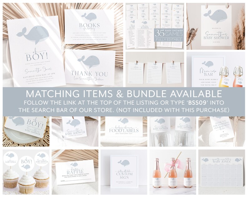 Whale Baby Shower Games Editable Baby Shower Games Printable - Etsy