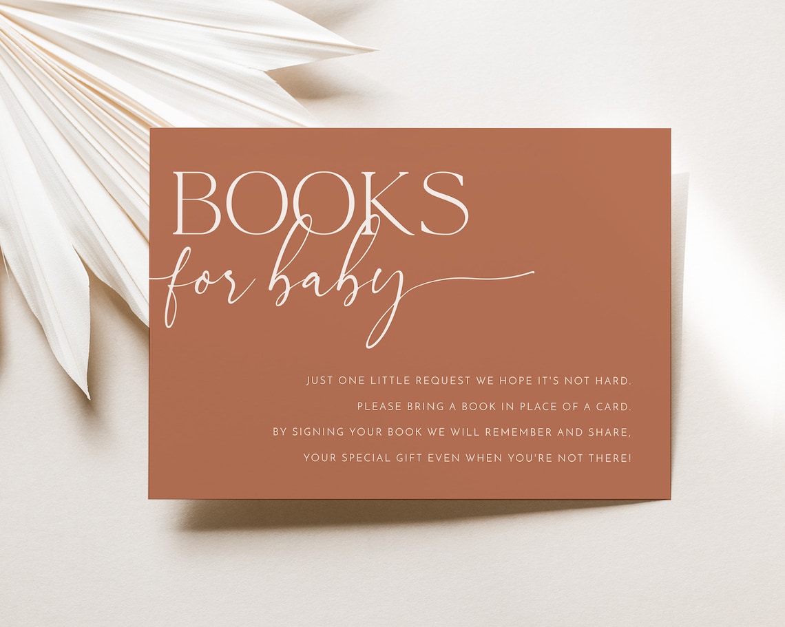 Books for Baby Card Printable, Book Request Card, Boho Baby Shower Book ...