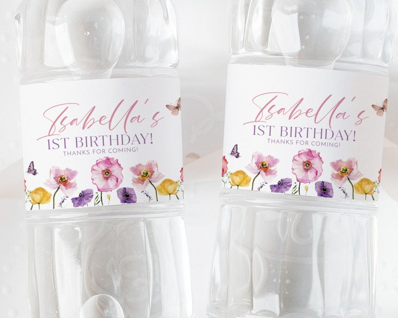 Wildflower Water Bottle Labels Wildflower Water Labels - Etsy