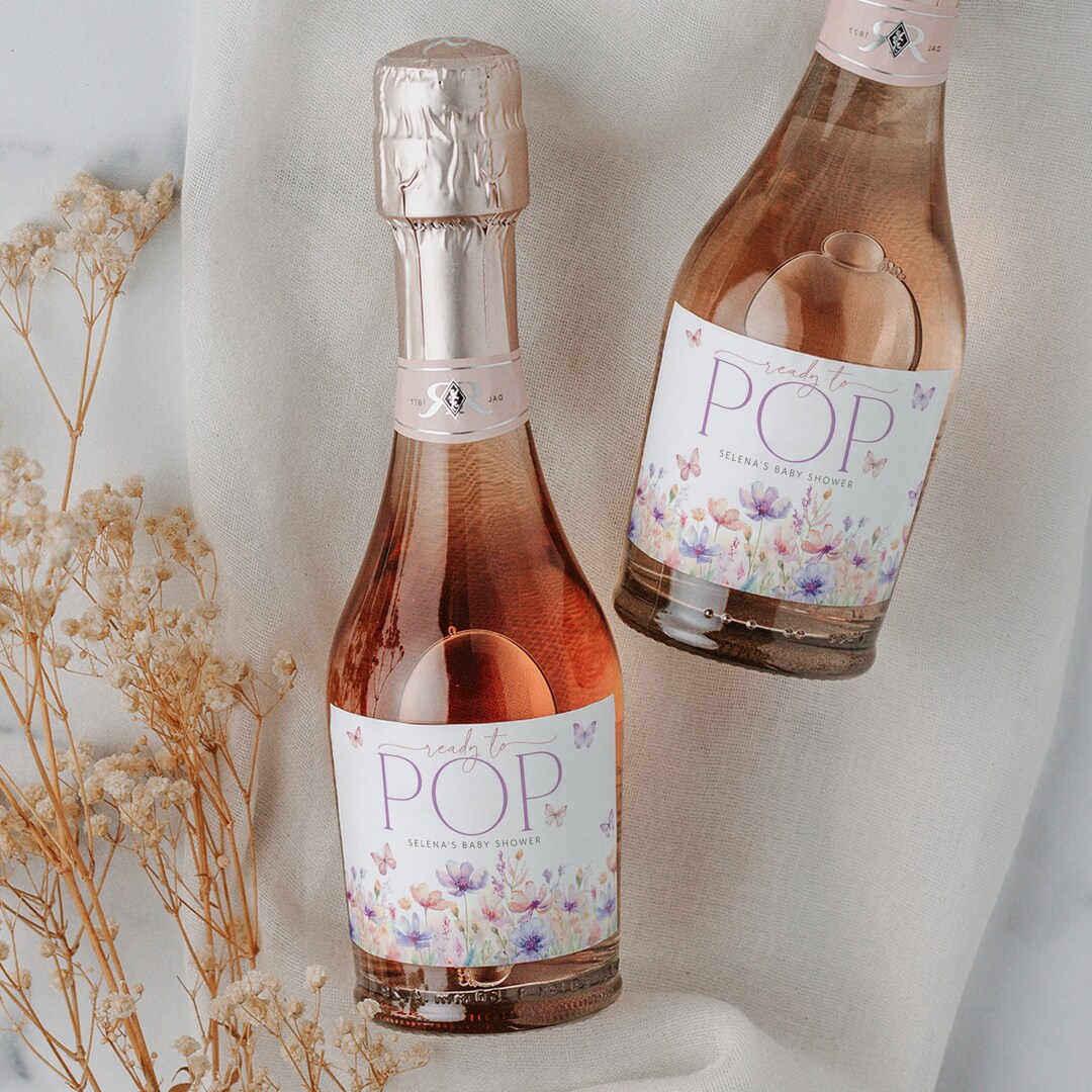 Butterfly Baby Shower Champagne Labels, Printable Wine Labels, Mini ...