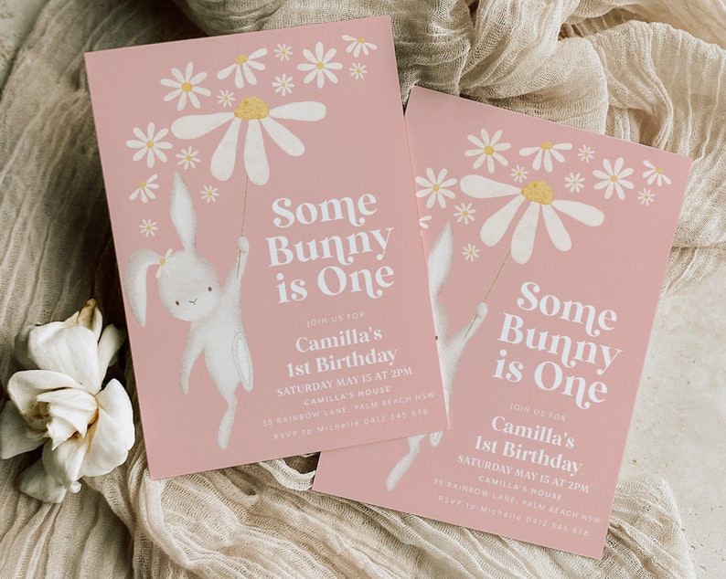 Some Bunny is One Invitation Daisy Some Bunny is Turning One - Etsy