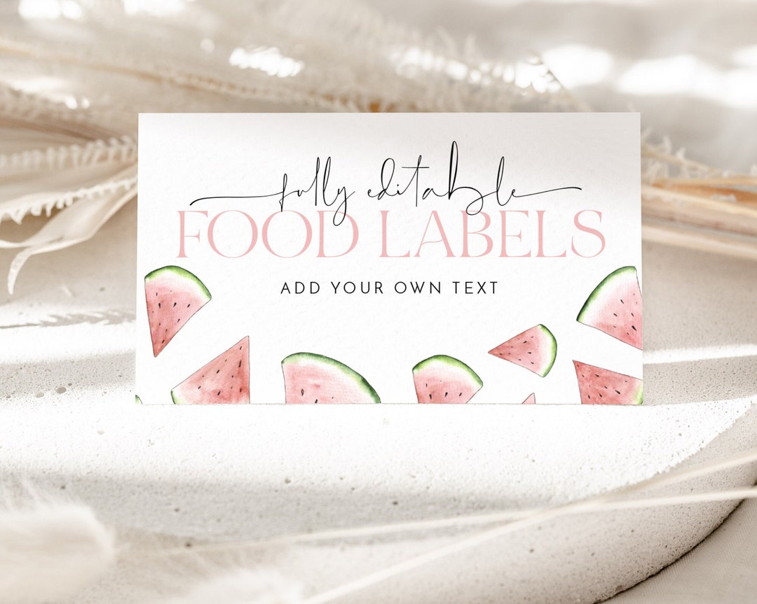 Watermelon Food Labels, Melon Food Label Card, Food Tent Card, Birthday ...