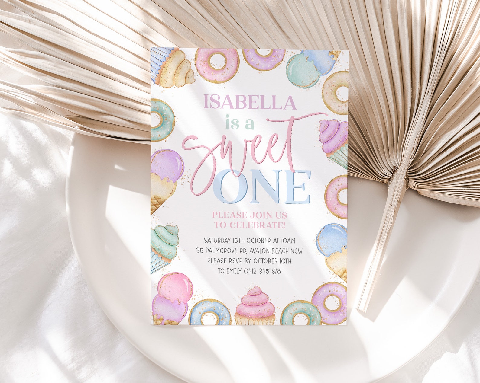 Sweet One Birthday Invitation Pastel Girls 1st Birthday - Etsy