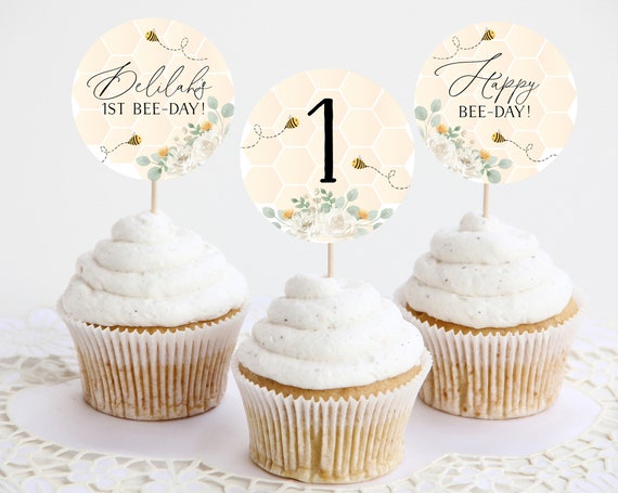 Bee Cupcake Toppers Printable Cupcake Topper 1st Bee Day - Etsy