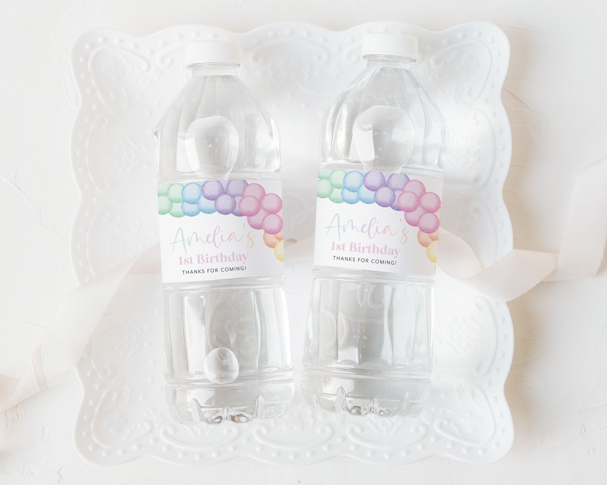 Pastel Rainbow Water Bottle Labels Birthday Water Label - Etsy
