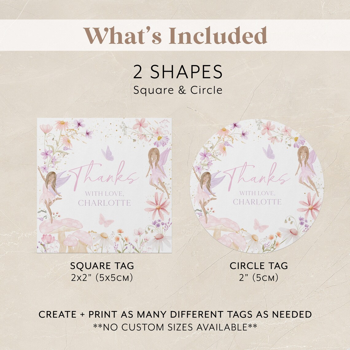 Fairy Favor Tags, Editable Tags, Printable Favor Tags, Fairy First ...