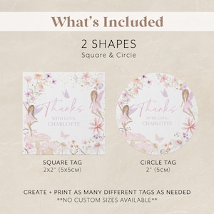 Fairy Favor Tags, Editable Tags, Printable Favor Tags, Fairy First ...