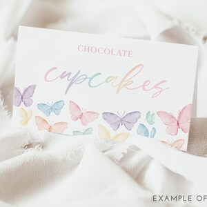 Editable Food Labels, Rainbow Butterfly Food Label Card, 1st Birthday ...