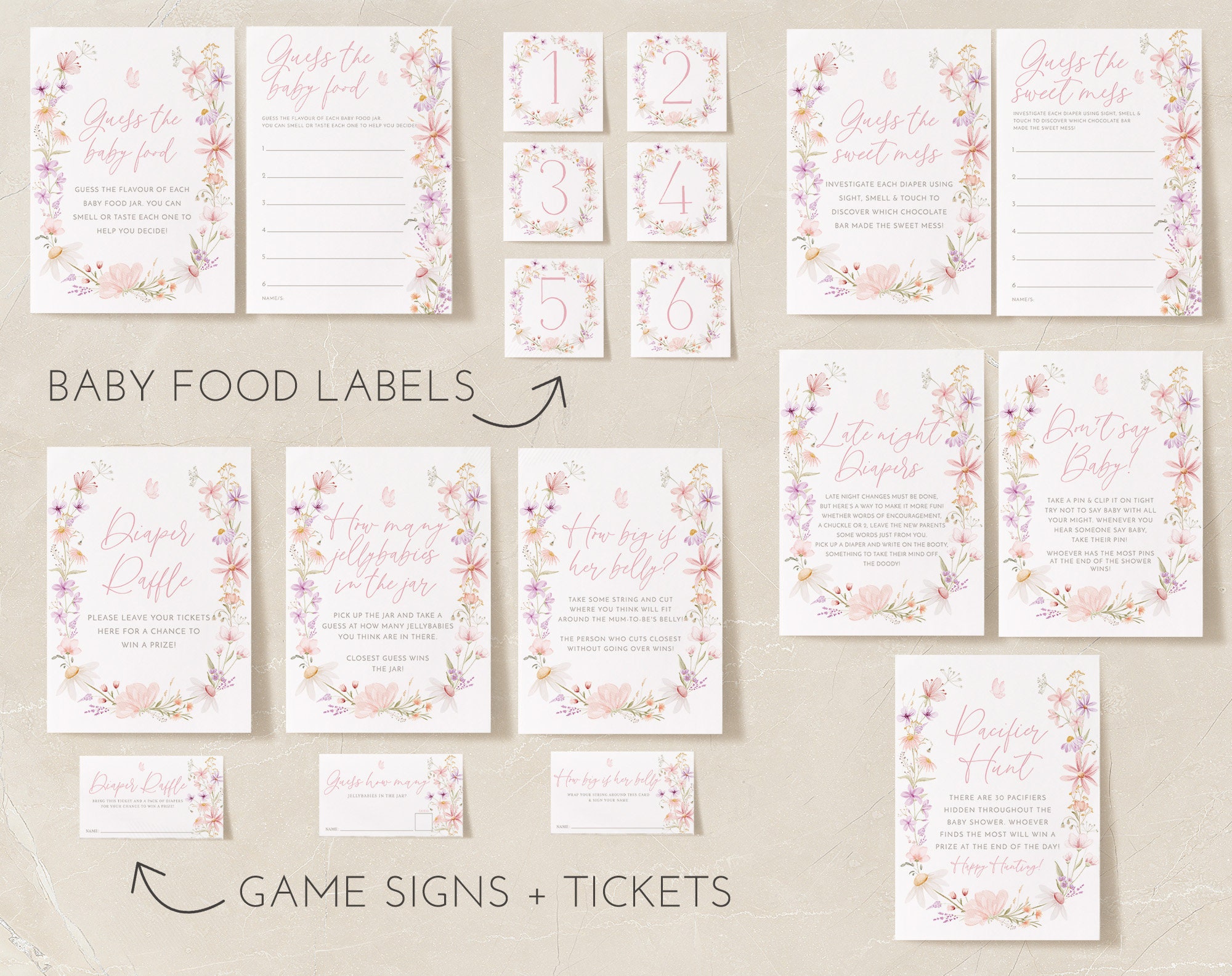 Wildflower Baby Shower Games, Baby in Bloom Games, Floral Baby Shower ...
