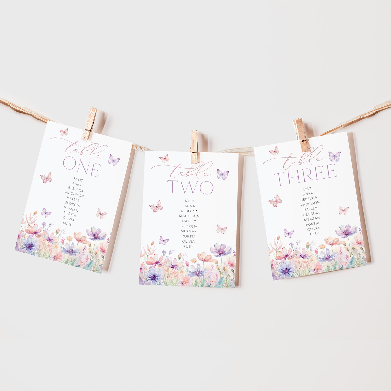 Butterfly Table Numbers, Bridal Shower Table Numbers, Floral Table ...