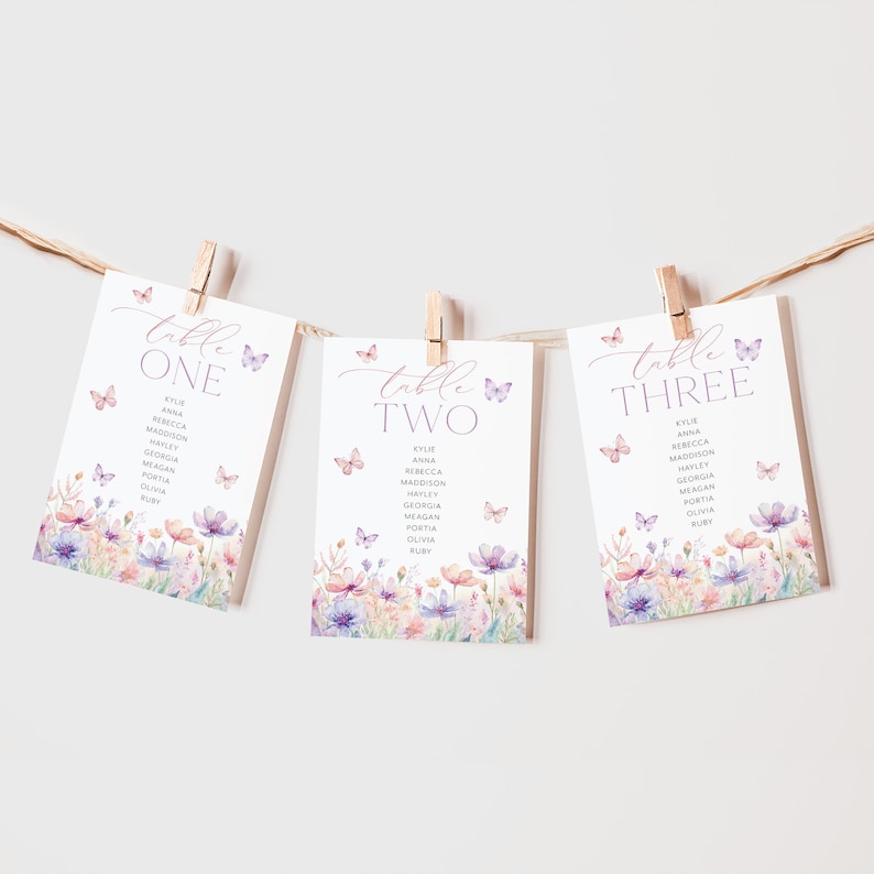 Butterfly Table Numbers, Bridal Shower Table Numbers, Floral Table ...