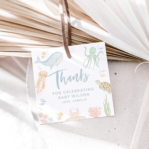 Printable Under the Sea Favor Tags, Ocean Animals Baby Shower Tags ...