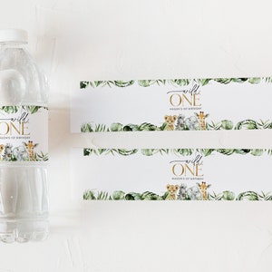 Wild One Water Bottle Labels, Safari Water Labels, Printable Water ...