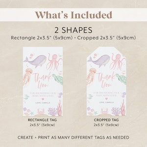 Under the Sea Printable Favor Tags, Ocean Animals Favour Tags, Thank ...