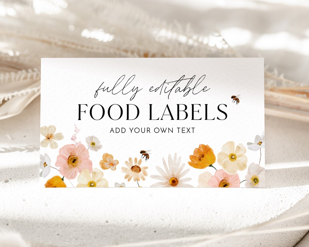 Bee Food Labels, Food Label Card, Food Tent Card, Bee Birthday Food ...