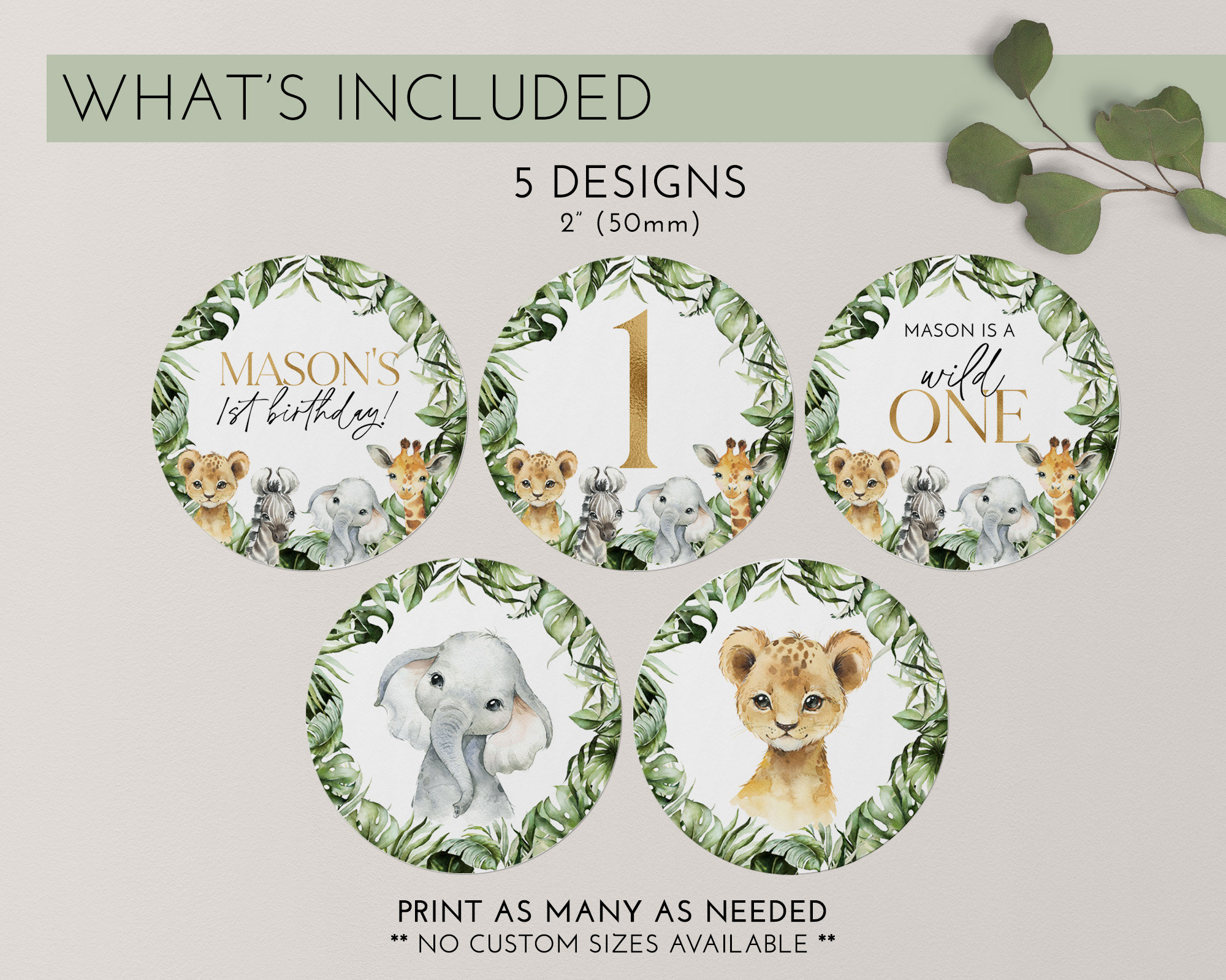 Wild One Cupcake Toppers, Printable Cupcake Topper, Safari Animals ...