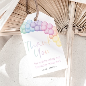 Pastel Rainbow Favor Tags, Pastel 1st Birthday Thank You Tags, Rainbow ...