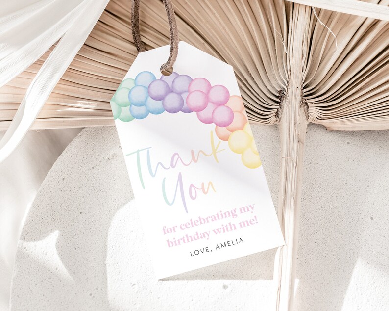 Pastel Rainbow Favor Tags, Pastel 1st Birthday Thank You Tags, Rainbow ...