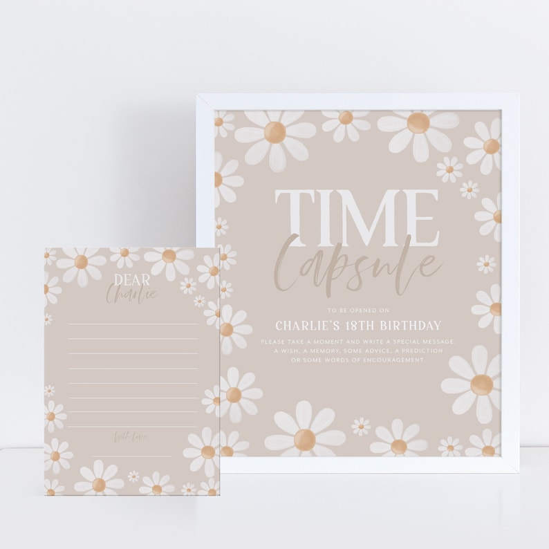 Daisy Time Capsule Sign Neutral, 1st Birthday Time Capsule, Daisy ...
