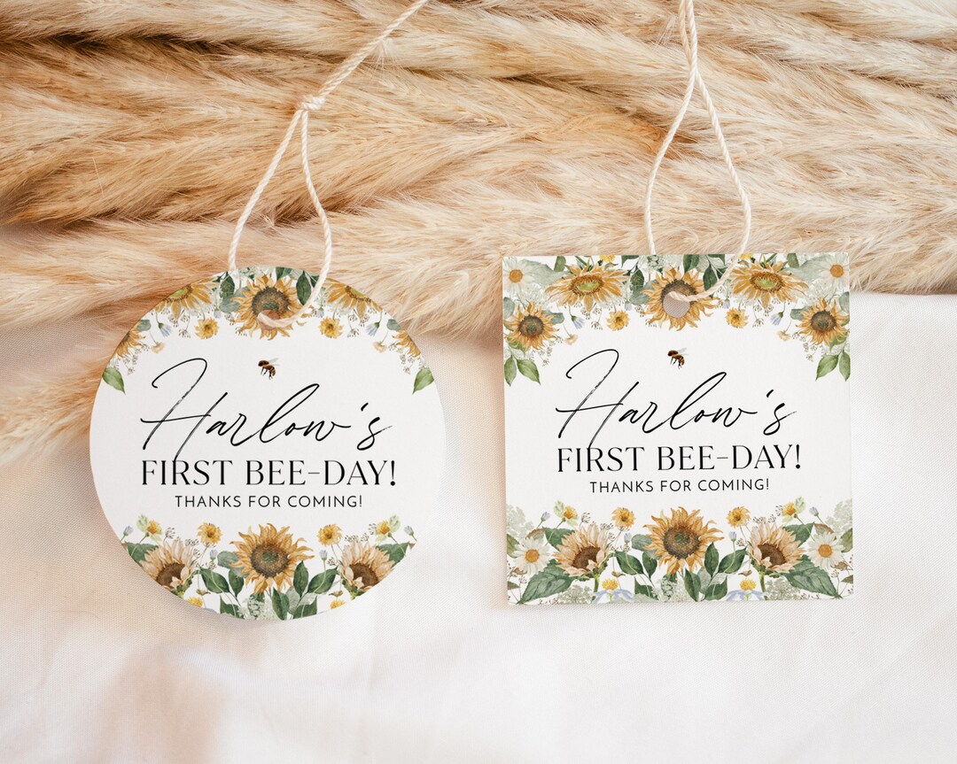 Bee Favor Tags, Editable Tags, Printable First Bee Day Favor Tags, Bee ...