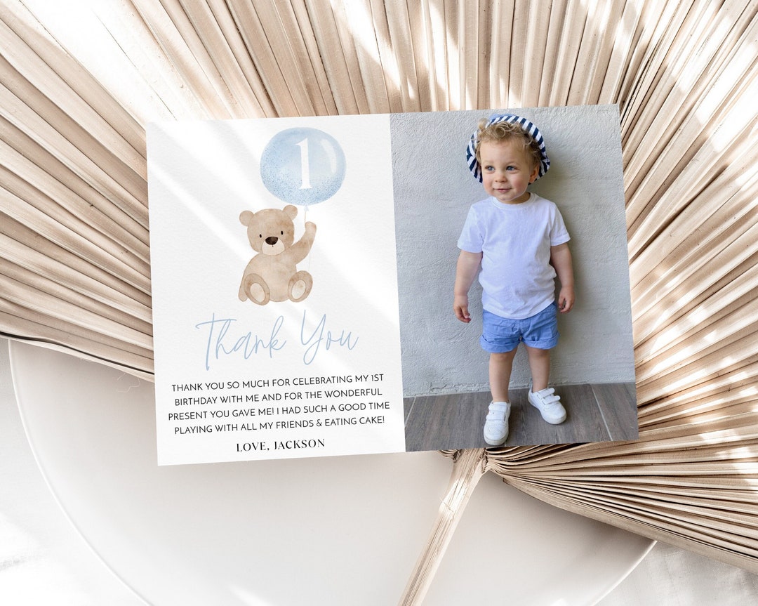 Bear Thank You Card Template, Printable Thank You Card, Thank You Card ...