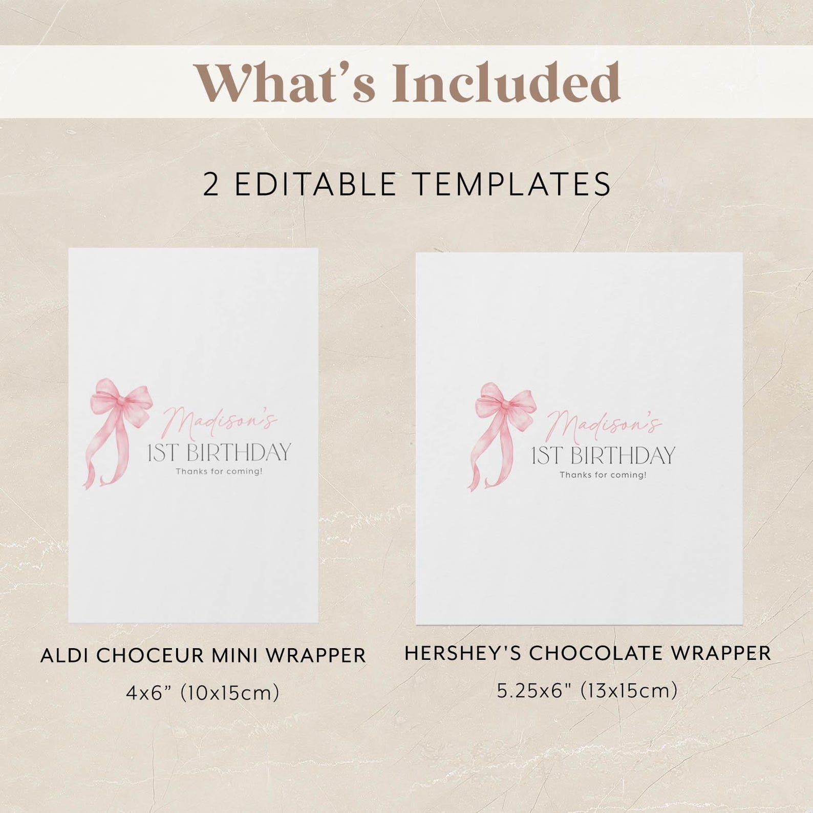 Pink Bow Chocolate Wrapper Printable, Candy Bar Wrapper Template ...