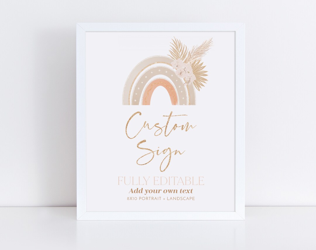 Rainbow Editable Sign, Custom 8x10 Sign, Rainbow Editable Sign 8x10 ...